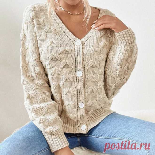 Кардиган с бантиками, сформированными из протяжек (узор) | Кардиганы ...